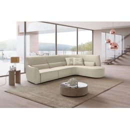 Ecksofa Egoitaliano "Puffy, extravagant & edel, Retro Designsofa, hoher Sitzkomfort, L-Form", wei&szlig; (paper), B:330cm H:88cm T:205cm, Leder &raquo;BULL&laquo; (echtes Rindsleder). Geschliffenes, pigmentiertes und behandeltes Rindsleder mit einer Dicke von 1, 3-1, 5 mm. Dieses Leder zeigt eine ziemlich weiche Hand mit einem halb undurchsichtigen Aussehen. Es handelt sich um ein gesch&uuml;tztes Leder. Eine leichte De