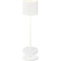 B.K.LICHT Au&szlig;en-Tischleuchte "BK_TL1607 Akku Tischlampe mit Ladestation, 3-Stufen Touchdimmer, IP44", wei&szlig;, 1, &Oslash; 12,5cm H: 39,5cm, 1 Stk., Leuchten, 3.000 K, 230 Lm, 2,5W, Akku wechselbar, max. 12h Leuchtdauer, Wei&szlig;