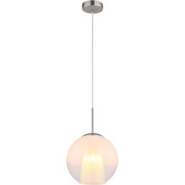 Globo LIGHTING H&auml;ngeleuchte "BARRY", nickel matt, &Oslash; 25cm H: 120cm, 1 Stk., Leuchten, H&auml;ngelampe Glaskugel opal klar verlaufend Glaskristallleuchte, H&auml;ngeleuchte
