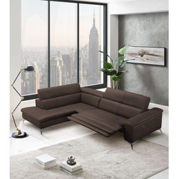 Ecksofa Egoitaliano "Martine, Multifunktionssofa mit Komfortfunktionen, edel und bequem", braun (chocolate), B:272cm H:96cm T:203cm, Leder &raquo;BULL&laquo; (echtes Rindsleder). Geschliffenes, pigmentiertes und behandeltes Rindsleder mit einer Dicke von 1, 3-1, 5 mm. Dieses Leder zeigt eine ziemlich weiche Hand mit einem halb undurchsichtigen Aussehen. Es handelt sich um ein gesch&uuml;tztes Leder. Eine leichte D