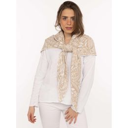 Dreieckstuch Zwillingsherz "Paisley Bl&auml;tter", Damen, hellbeige, Baumwollmischung, Modet&uuml;cher, blumiges Muster, tolles Accessoire, vielseitig tragbar
