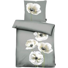 Bettw&auml;sche Apelt "Poppy", grau, B/L: 135cm x 200cm, 1 Stk., 1 Stk., Mako-Satin, B/L: 80cm x 80cm, 2 Stk., Mako-Satin, Obermaterial: 100% Baumwolle, Bettw&auml;sche, Bettw&auml;sche, Bio-Baumwolle, Pflegeleicht