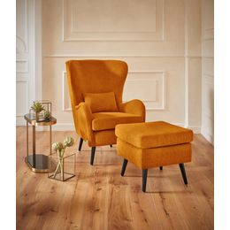 Sessel Home Affaire "Sallito, Ohrensessel, TV-Sessel", gelb (curry), B:76cm H:109cm T:85cm, Struktur Hahnentritt (67% Polypropylen, 33% Polyester);Samtoptik (100% Polyester);Fellimitat (100% Polyester);Samtcord (92% Polyester, 8% Polyamid);Struktur (100% Polyester);Struktur fein (100% Polyester), Sessel, Sessel, f&uuml;r Wohnzimmer, auch in Samtcord
