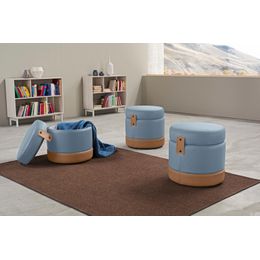 Hocker Egoitaliano "Tonder, Designhocker als Blickfang mit tollen Details, B/T 50/50cm", blau (himmelblau), B:50cm H:50cm T:50cm, Leder &raquo;BULL&laquo; (echtes Rindsleder). Geschliffenes, pigmentiertes und behandeltes Rindsleder mit einer Dicke von 1, 3-1, 5 mm. Dieses Leder zeigt eine ziemlich weiche Hand mit einem halb undurchsichtigen Aussehen. Es handelt sich um ein gesch&uuml;tztes Leder. Eine leichte Deck