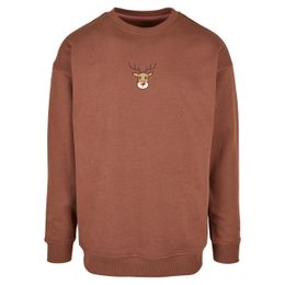 Rundhalspullover Merchcode "Merchcode Christmas Cute Deer Crewneck", Herren, Gr. 4XL, bark, 65% Baumwolle, 35% Polyester, mehrfarbig, oversize, ohne Ausschnitt, Pullover Rundhalspullover