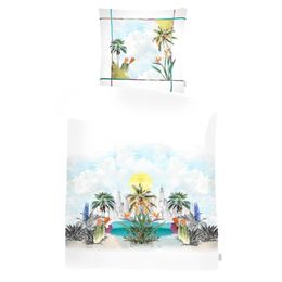 Bettw&auml;sche Apelt "Miami", bunt, B/L: 135cm x 200cm, 1 Stk., 1 Stk., Satin (Bio-Baumwolle), B/L: 80cm x 80cm, Satin (Bio-Baumwolle), Obermaterial: 100% Baumwolle, Bettw&auml;sche, Bettw&auml;sche, Stadt unter Palmen
