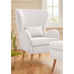Sessel Home Affaire "Sallito, Ohrensessel, TV-Sessel", beige (creme), B:76cm H:109cm T:85cm, Struktur Hahnentritt (67% Polypropylen, 33% Polyester);Samtoptik (100% Polyester);Fellimitat (100% Polyester);Samtcord (92% Polyester, 8% Polyamid);Struktur (100% Polyester);Struktur fein (100% Polyester), Sessel, Sessel, f&uuml;r Wohnzimmer, auch in Samtcord
