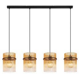 Globo LIGHTING H&auml;ngeleuchte "GORLEY", schwarz goldfarben, H: 140cm, 1 Stk., Leuchten, H&auml;ngelampe Glasst&auml;be brombeerfarben klar verlaufend elegant Esszimmer, H&auml;ngeleuchte