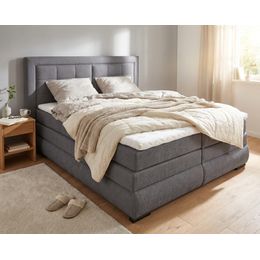 Boxspringbett OTTO HOME "MIVVA inkl. Bettkasten und Topper, Komfortliegeh&ouml;he: 67 cm", anthrazit, B:204cm L:215cm, Holz teilmassiv, Holzwerkstoff, Spanplatte, Komplettbetten, Boxspringbett, in H3, H4 oder Hmix H3/H4, wahlweise mit oder ohne LED-Leuchten