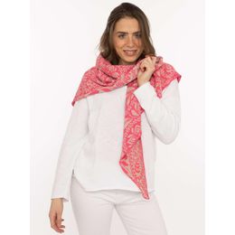 Dreieckstuch Zwillingsherz "Paisley Bl&auml;tter", Damen, pink, Baumwollmischung, Modet&uuml;cher, blumiges Muster, tolles Accessoire, vielseitig tragbar