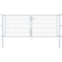 Zaundoppelt&uuml;r Alberts "Flexo", silber (silberfarben), B:250cm H:100cm, Stahl, Tore, 250 cm Breite, in versch. H&ouml;hen