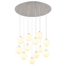 Globo LIGHTING Deckenleuchte "RIHA", wei&szlig; (nickelfarben matt), 12, &Oslash; 75cm H: 120cm, 1 Stk., Leuchten, Deckenleuchte f&uuml;r Wohn- & Esszimmer Nickel matt, Deckenleuchte