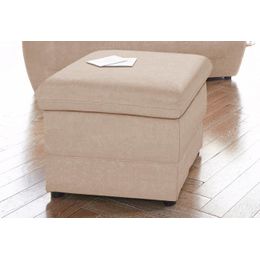 Polsterhocker DOMO collection "Lale B/T 62/62cm", beige (natur), B:62cm H:45cm T:62cm, Struktur grob (85% Polyester, 15% Polyacryl);Struktur (100% Polyester);Microfaser PRIMABELLE (100% Polyester), Hocker, Polsterhocker