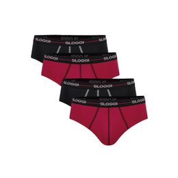 Slip Sloggi "Slip Start midi C4P box 4er Pack", Herren, Gr. M, schwarz (schwarz, rot), Obermaterial: 96% Baumwolle CO. 4% Elasthan EL., Unterhosen Slip