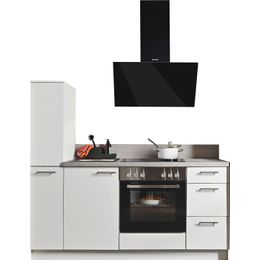 K&uuml;che KOCHSTATION "KS-Scafa", mit h&ouml;henverstellbaren F&uuml;&szlig;en", wei&szlig; (k&uuml;che: wei&szlig;, korpus: wei&szlig;, arbeitsplatte: zementfarben hell), B:180cm T:58cm, Komplettk&uuml;chen-Sets, vormontiert, wahlweise mit E-Ger&auml;ten, Stellbreite 180 cm