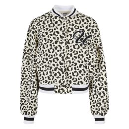 Sweatjacke Urban Classics "Urban Classics Damen Ladies AOP Oversized College Sweat Jacket", Damen, Gr. XL, sandwei&szlig;leo, sandwei&szlig;, 65% Baumwolle, 35% Polyester, Sweatjacken Sweatjacke