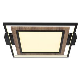 Globo LIGHTING Deckenleuchte "GABALDO", braun (schwarz matt), 1, H: 5,5cm, 1 Stk., Leuchten, Schwarze MDF-Deckenleuchte mit opalem Kunststoff, LED 36W, Deckenleuchte