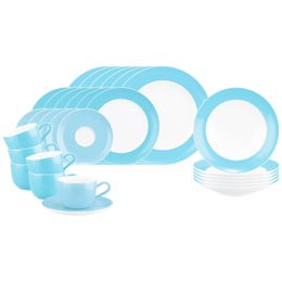 Geschirr-Set Seltmann Weiden "Kombiservice Liberty Pure Colors 30er Set", blau (lagoon blau), 30, Porzellan, Geschirr-Sets, Geschirr-Set, Sp&uuml;lmaschinenfest, Mikrowellensicher, Ofenfest