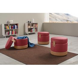 Hocker Egoitaliano "Tonder, Designhocker als Blickfang mit tollen Details, B/T 50/50cm", rot (kirschrot), B:50cm H:50cm T:50cm, Leder &raquo;BULL&laquo; (echtes Rindsleder). Geschliffenes, pigmentiertes und behandeltes Rindsleder mit einer Dicke von 1, 3-1, 5 mm. Dieses Leder zeigt eine ziemlich weiche Hand mit einem halb undurchsichtigen Aussehen. Es handelt sich um ein gesch&uuml;tztes Leder. Eine leichte Decksc