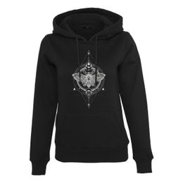 Rundhalspullover MisterTee "MisterTee Damen Ladies Moth Hoody", Damen, Gr. XS, schwarz, 65% Baumwolle, 35% Polyester, unifarben, normal, ohne Ausschnitt, Pullover Rundhalspullover