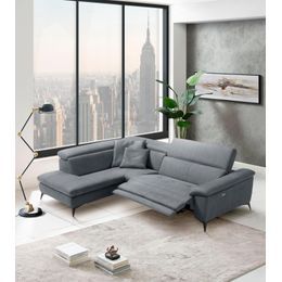 Ecksofa Egoitaliano "Martine, Multifunktionssofa mit Komfortfunktionen, edel und bequem", grau (charcoal), B:272cm H:96cm T:203cm, Sofas, Ecksofa, mit Ottomane, elektrischer Relaxfunktion und Kopfteilverstellung