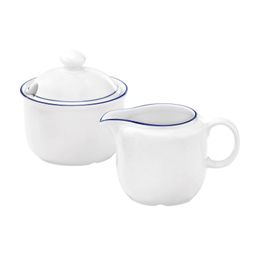 Milch- und Zuckerset Seltmann Weiden "Milch- & Zucker-Set Compact Blaurand wei&szlig;-blau", bunt (wei&szlig;, blau), 2, Porzellan, Geschirr-Sets, Sp&uuml;lmaschinenfest, Mikrowellensicher, Ofenfest