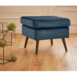 Polsterhocker Home Affaire "Sallito", blau, B:52cm H:49cm T:52cm, Struktur Hahnentritt (67% Polypropylen, 33% Polyester);Samtoptik (100% Polyester);Fellimitat (100% Polyester);Samtcord (92% Polyester, 8% Polyamid);Struktur (100% Polyester);Struktur fein (100% Polyester), Hocker, Polsterhocker, die kleinere Version von "Salla", in 6 Bezugsqualit&auml;ten