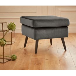 Polsterhocker Home Affaire "Sallito", grau (anthrazit), B:52cm H:49cm T:52cm, Struktur Hahnentritt (67% Polypropylen, 33% Polyester);Samtoptik (100% Polyester);Fellimitat (100% Polyester);Samtcord (92% Polyester, 8% Polyamid);Struktur (100% Polyester);Struktur fein (100% Polyester), Hocker, Polsterhocker, die kleinere Version von "Salla", in 6 Bezugsqualit&auml;ten