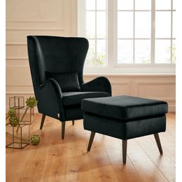 Sessel Home Affaire "Sallito, TV-Sessel, Ohrensessel mit", gr&uuml;n, B:76cm H:109cm T:85cm, Struktur Hahnentritt (67% Polypropylen, 33% Polyester);Samtoptik (100% Polyester);Fellimitat (100% Polyester);Samtcord (92% Polyester, 8% Polyamid);Struktur (100% Polyester);Struktur fein (100% Polyester), Sessel, Sessel mit Hocker Ohrensessel mit Hocker, Hocker, in vielen Bezugsqualit&auml;ten, auch in Samtcord