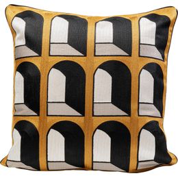 Dekokissen KARE DESIGN "Coloseo, Kissenh&uuml;lle mit F&uuml;llung, 50x50 cm", schwarz (gold, gemustert), B:50cm H:15cm L:50cm, Baumwolle, Polyester, Dekokissen_Sitzkissen_Kissenh&uuml;llen, st&uuml;tzt Kopf und Nacken angenehm und sorgt f&uuml;r erholsamen Schlaf