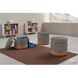 Hocker Egoitaliano "Tonder, Designhocker als Blickfang mit tollen Details, B/T 50/50cm", grau (steingrau), B:50cm H:50cm T:50cm, Luxus-Micofaser Lederoptik (100% Polyester) ist ein neues technisches Gewebe mit einem visuellen und taktilen Aspekt, der dem Nubuk sehr nahe kommt, mit innovativen Eigenschaften. Seine au&szlig;erordentliche Weichheit kommt von einem exklusiven Produktionsprozess, der Unreinh