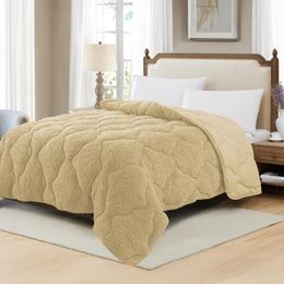 Microfaserbettdecke OTTO HOME "Elvia, Teddy Pl&uuml;sch Bettdecke", sand, B:155cm L:220cm, Bezug: 100% Polyester. F&uuml;llung: 100% Polyester, Bettdecken, Microfaserbettdecke, Warme Winter Uni Bettdecke