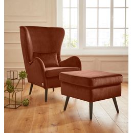 Sessel Home Affaire "Sallito, TV-Sessel, Ohrensessel mit", orange (terra), B:76cm H:109cm T:85cm, Struktur Hahnentritt (67% Polypropylen, 33% Polyester);Samtoptik (100% Polyester);Fellimitat (100% Polyester);Samtcord (92% Polyester, 8% Polyamid);Struktur (100% Polyester);Struktur fein (100% Polyester), Sessel, Sessel mit Hocker Ohrensessel mit Hocker, Hocker, in vielen Bezugsqualit&auml;ten, auch in Sa