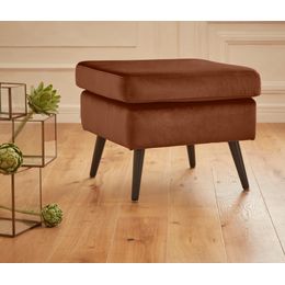 Polsterhocker Home Affaire "Sallito", orange (terra), B:52cm H:49cm T:52cm, Struktur Hahnentritt (67% Polypropylen, 33% Polyester);Samtoptik (100% Polyester);Fellimitat (100% Polyester);Samtcord (92% Polyester, 8% Polyamid);Struktur (100% Polyester);Struktur fein (100% Polyester), Hocker, Polsterhocker, die kleinere Version von "Salla", in 6 Bezugsqualit&auml;ten