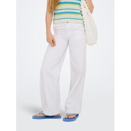 Weite Jeans KIDS Only "KOGCOMET LIFE WIDE DNM GUO020 NOOS", M&auml;dchen, Gr. 128, N-Gr, wei&szlig;, Denim/Jeans, Obermaterial: 100% Baumwolle, unifarben, relaxed fit lang, Jeans