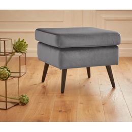 Polsterhocker Home Affaire "Sallito", grau, B:52cm H:49cm T:52cm, Struktur Hahnentritt (67% Polypropylen, 33% Polyester);Samtoptik (100% Polyester);Fellimitat (100% Polyester);Samtcord (92% Polyester, 8% Polyamid);Struktur (100% Polyester);Struktur fein (100% Polyester), Hocker, Polsterhocker, die kleinere Version von "Salla", in 6 Bezugsqualit&auml;ten