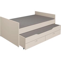 Einzelbett Paidi "TIAGO in verschiedenen Ausf&uuml;hrungen, Jugendliege mit Bettkasten", cashmere, beige, H:81cm, Betten, Kojenbett inklusive Ausziehbett in 90x190 cm & 2 Schubladen