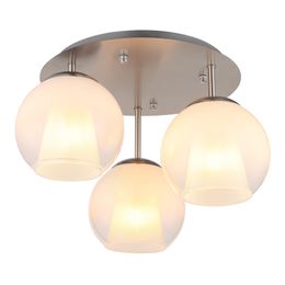 Globo LIGHTING Deckenleuchte "BARRY", nickel matt, 1 Stk., Leuchten, Deckenlampe/Metall/Glaskugeln opal/Glaskristalle klar, Deckenleuchte