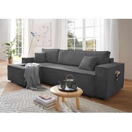 Ecksofa OTTO HOME "CASSI L-Form, 241cm - OTTO. Verl&auml;ssliche Qualit&auml;t.", grau (anthrazit), B:241cm H:80cm T:48cm, Sofas, Ecksofa, Schlaffunktion (133/200), Bettkasten, Cord, Unser Tiefpreis