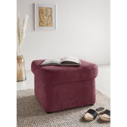 Hocker DOMO collection "Papenburg elegant und zeitlos, B/T 57/57cm", lila (beere), B:57cm H:41cm T:57cm, Luxus-Microfaser (100% Polyester);Struktur ( 90% Polyester, 10% Polyacryl);Microfaser PRIMABELLE (100% Polyester);Kunstleder SOFTLUX;Chenilleoptik (95% Polyester, 5% Polyamid);Webstoff (100% Polyester), Hocker, Polsterhocker, in gro&szlig;er Farbvielfalt