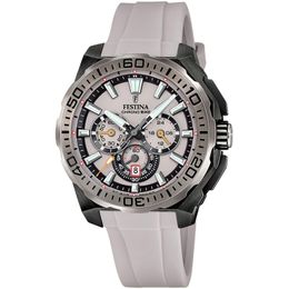 Chronograph Festina "Chrono Bike 2025", grau (hellgrau), Armbanduhren, Herren, Chronograph, Quarzuhr, Armbanduhr, Herrenuhr, analog, Tag, Stoppfunktion
