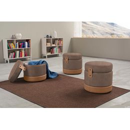 Hocker Egoitaliano "Tonder, Designhocker als Blickfang mit tollen Details, B/T 50/50cm", braun (mud), B:50cm H:50cm T:50cm, Luxus-Micofaser Lederoptik (100% Polyester) ist ein neues technisches Gewebe mit einem visuellen und taktilen Aspekt, der dem Nubuk sehr nahe kommt, mit innovativen Eigenschaften. Seine au&szlig;erordentliche Weichheit kommt von einem exklusiven Produktionsprozess, der Unreinheiten