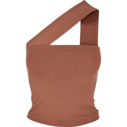 Muskelshirt Urban Classics "Urban Classics Damen Ladies One Strap Top", Damen, Gr. L, terracotta, 95% Baumwolle, 5% Elasthan, unifarben, regular fit, asymmetrischer Ausschnitt, Shirts