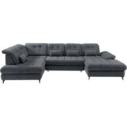 Ecksofa Home Affaire "Lazio modern & bequem, Breite 358cm, U-Form, tolle Detailverarbeitung", anthrazit, B:358cm T:216cm, 100% Polyester, Sofas, Ecksofa
