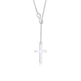 Collierkettchen Elli "Y-Kette mit Kreuz und Infinity Symbol 925 Silber", silber, Halsketten, Damen, 45, ohne Stein, Silber 925 (Sterlingsilber), L: 45