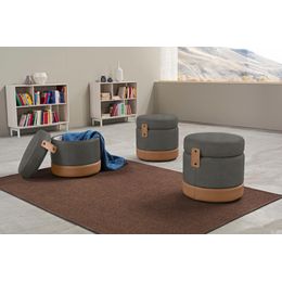 Hocker Egoitaliano "Tonder, Designhocker als Blickfang mit tollen Details, B/T 50/50cm", grau (smoke), B:50cm H:50cm T:50cm, Luxus-Micofaser Lederoptik (100% Polyester) ist ein neues technisches Gewebe mit einem visuellen und taktilen Aspekt, der dem Nubuk sehr nahe kommt, mit innovativen Eigenschaften. Seine au&szlig;erordentliche Weichheit kommt von einem exklusiven Produktionsprozess, der Unreinheite