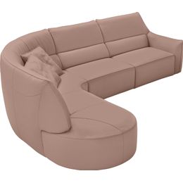Ecksofa Egoitaliano "Puffy, extravagant & edel, Retro Designsofa, hoher Sitzkomfort, L-Form", rosa (millenium rose), B:330cm H:88cm T:205cm, Leder &raquo;BULL&laquo; (echtes Rindsleder). Geschliffenes, pigmentiertes und behandeltes Rindsleder mit einer Dicke von 1, 3-1, 5 mm. Dieses Leder zeigt eine ziemlich weiche Hand mit einem halb undurchsichtigen Aussehen. Es handelt sich um ein gesch&uuml;tztes Leder. Eine l