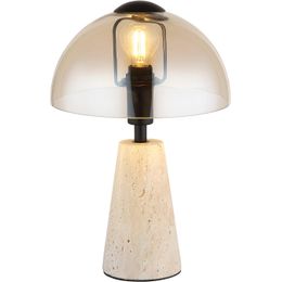 Globo LIGHTING Tischleuchte "LARS", beige (amber), 1, &Oslash; 20cm H: 31cm, 1 Stk., Leuchten, Tischleuchte f&uuml;r Wohn- & Schlafzimmer Travertin, Tischleuchte
