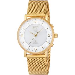 Funkuhr ETT "Atacama", gold (goldfarben), Armbanduhren, Damen, Funkuhr, Armbanduhr, Solar, Damenuhr, Herrenuhr, Edelstahlarmband, analog