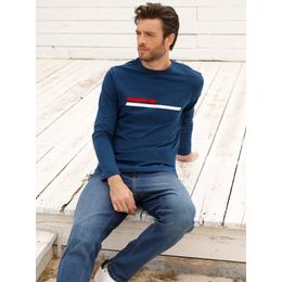 Langarmshirt Catamaran "Langarm-Shirt", Herren, Gr. 48/50, dunkelblau, 100% Baumwolle, bedruckt, gemustert, unifarben, Rundhals, Shirts Langarmshirt